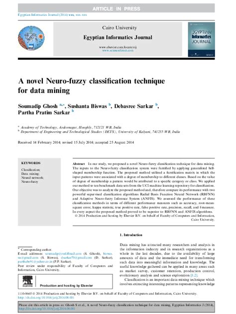 Pdf A Novel Neuro Fuzzy Classification Technique For Data Mining