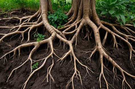 Premium Photo Expansive Tree Roots In Rich Forest Soil