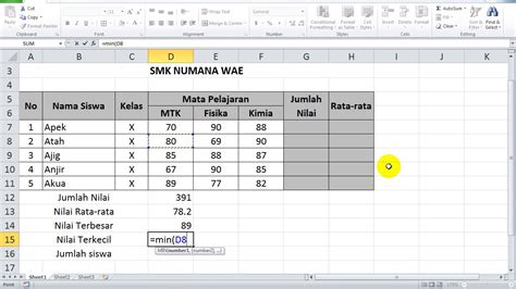 Tutorial Excel Contoh Soal Excel 2 Penggunaan Sum Average Max Min Count Youtube