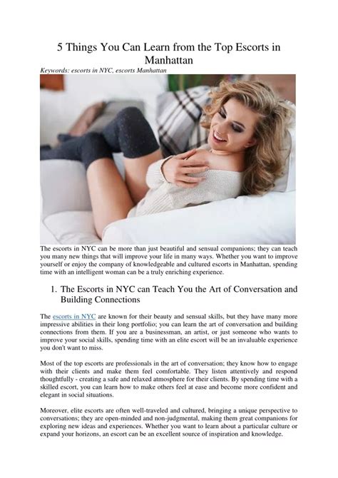 Ppt 5 Things You Can Learn From The Top Escorts In Manhattan