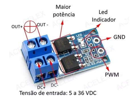Módulo De Potência Mosfet Pwm 15a 400w Arduino Esp32 Esp8266 Mebuscar