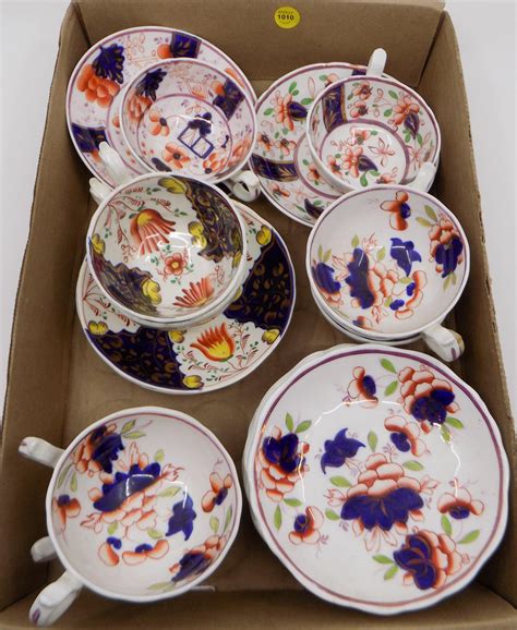 Lot Box 10 Gaudy Welsh Cup Saucers Various Patterns