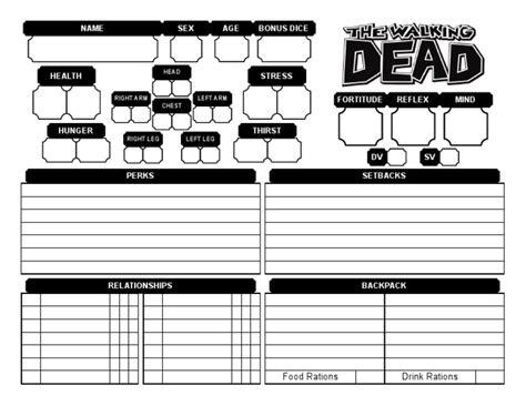The Walking Dead Character Sheet Pdf