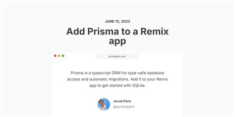 add prisma to a remix app