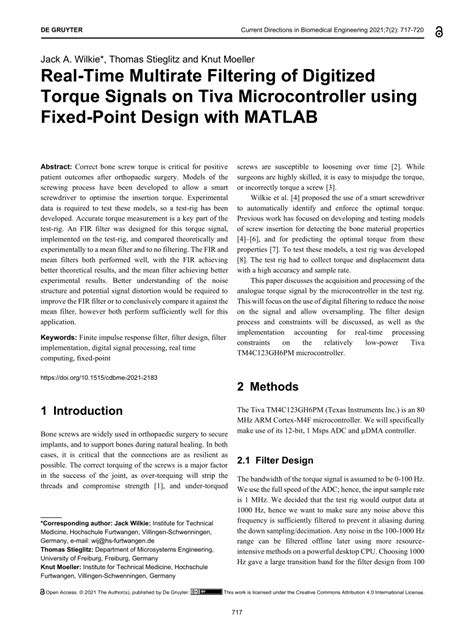 Pdf Real Time Multirate Filtering Of Digitized Torque Signals On Tiva Microcontroller Using