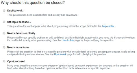 Closing Option Redundancies Andor Errors On Stack Overflow Meta Stack Overflow