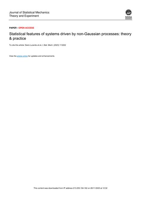 Pdf Statistical Features Of Systems Driven By Non Gaussian Processes Theory And Practice