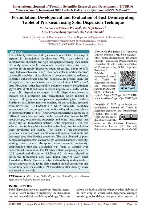 Formulation Development And Evaluation Of Fast Disintegrating Tablet Of Piroxicam Using Solid