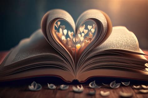 Libro abierto con forma de corazón de páginas dobladas Foto Premium