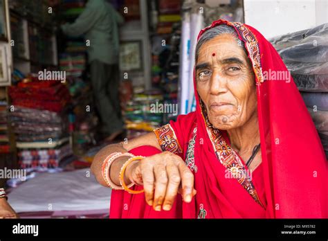 Mandawa India February 24 2018 Portrait Of A Senior Indian Woman