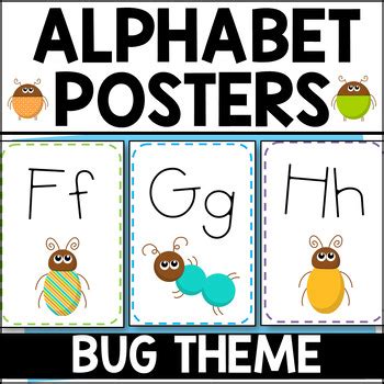 Bug Alphabet Display Insect ABCs Poster Display Bug Upper Lower Case Letters