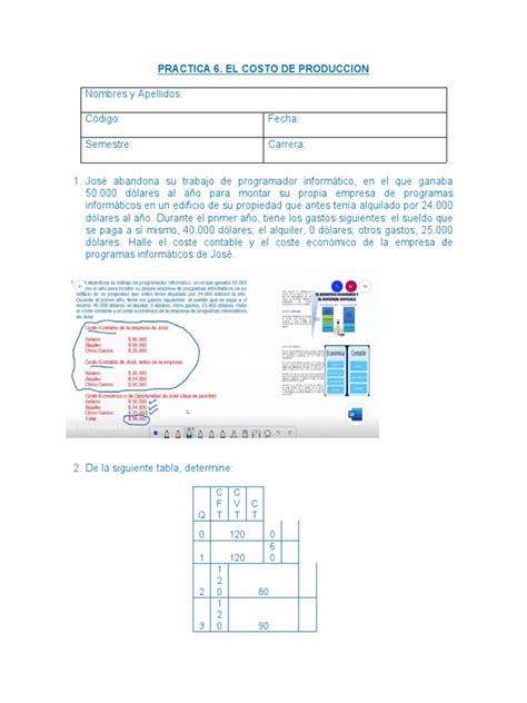 El Costo De Producción Pdf Negocios Económicos Producción Y