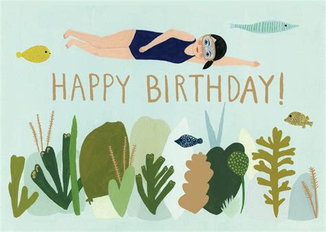 Swimmer Birthday Card By Roger La Borde Beach House Greetings