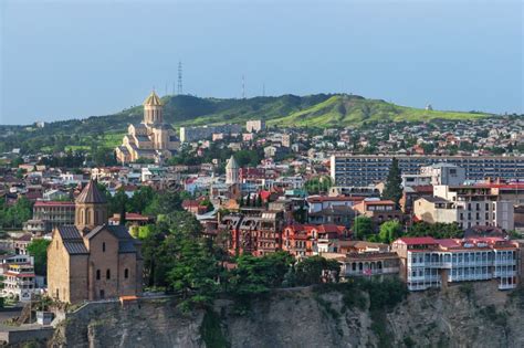 Panoramic View Of Tbilisi City From The Narikala Fortress Old Town And