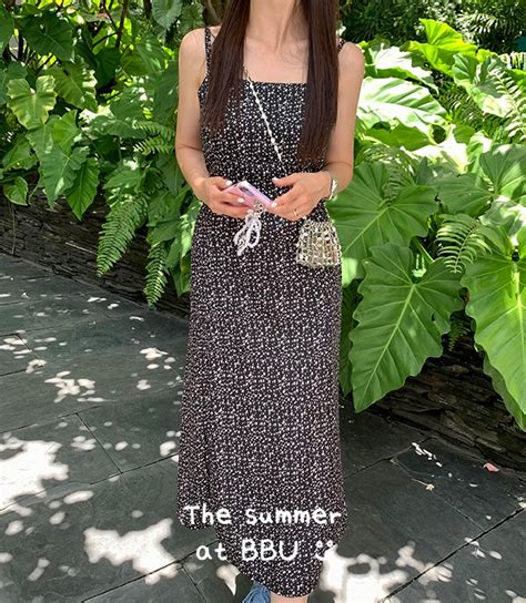 삐뽕언니 허리스트랩 리브레 플라워 롱원피스3color 나시 뷔스티에 스퀘어넥 잔꽃 플레어