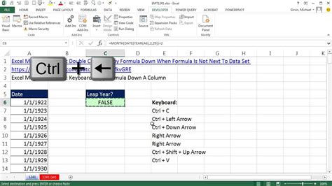 Excel Magic Trick 1241 Keyboard To Copy Formula Next To Data Set Down A Column Youtube