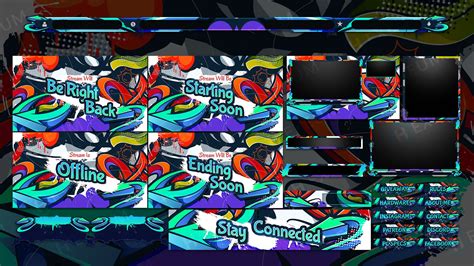 Graffiti Graffiti Themed Animated Twitch Overlay Package Hexeum