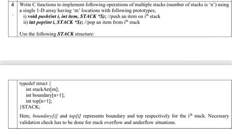 Solved 4 Write C Functions To Implement Following Operations