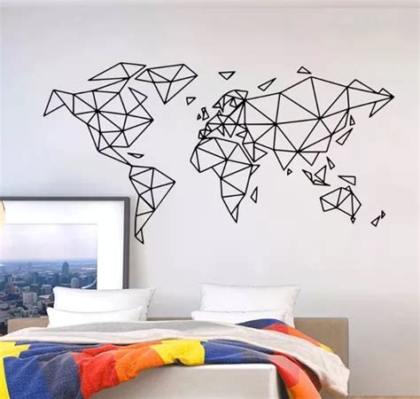 Vinilo Decorativo Mapa Mundial Mapamundi Geométrico En Venta En Capital