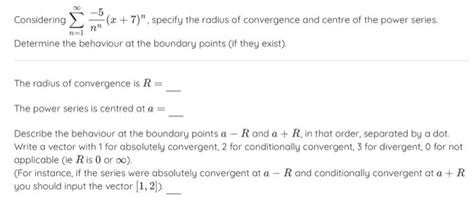 Solved Considering N 1nn5 X 7 N Specify The Radius Of Chegg