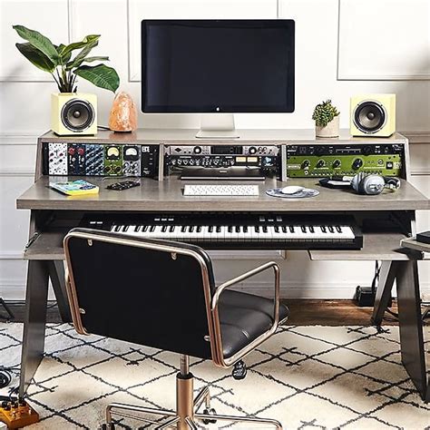 Output Platform With Keyboard Tray Driftwood Grey Reverb