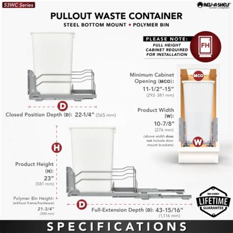 Rev A Shelf WC SCDM Quart Pullout Waste Container Can W Soft Close Piece Ralphs