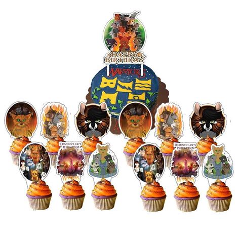 Warriors Cats Cake Topper Cupcake Set Party Supplies Decoration