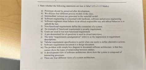 Solved 1 State Whether The Following Statements Are True Or