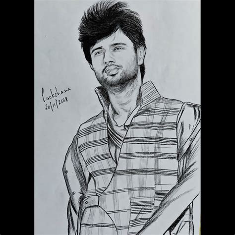 Pencil Sketch Of Vijay Devarakonda Capturing The Essence Of An Iconic