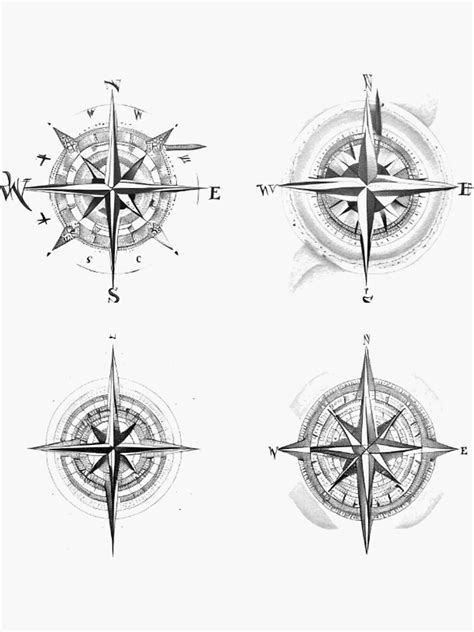 Aviation Compass Tattoo Design Sticker Sticker For Sale By