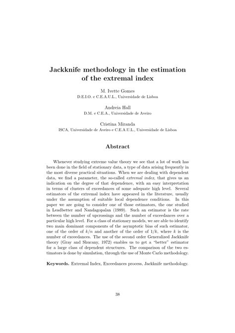 Pdf Jackknife Methodology In The Estimation Of The Extremal Index