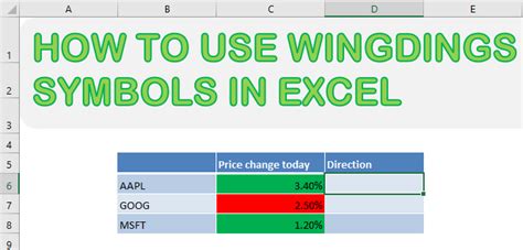 How To Use Wingdings Characters In Excel