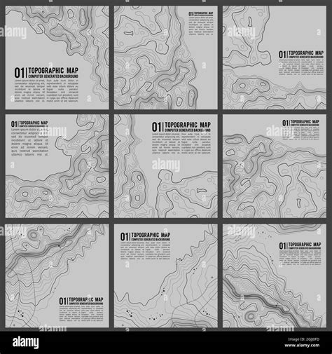 Grey Contours Vector Topography Geographic Mountain Topography Vector