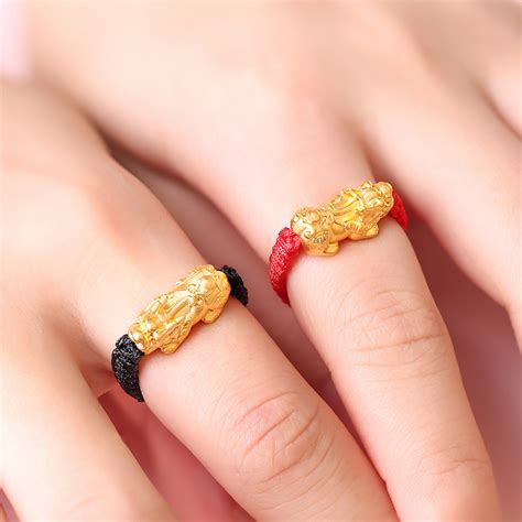 【新品】吉盟黄金貔貅戒指女款3d硬金皮丘足金招财貔恘送女友礼物虎窝淘