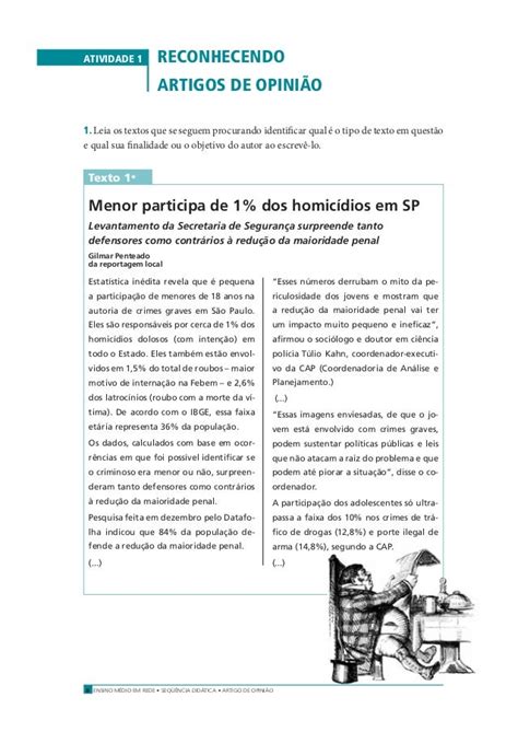 Artigo De Opinião Sequência Didática