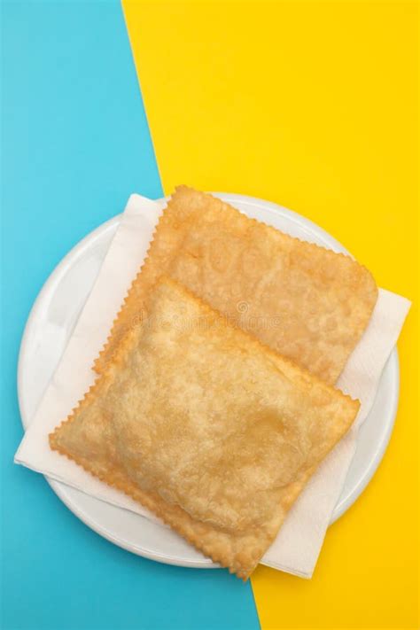 Typical Brazilian Fried Pastry On White Plate Stock Image Image Of