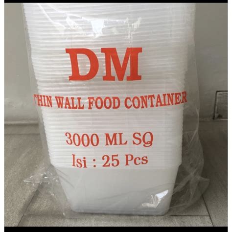 Jual Thinwall Square Merk Dm 3000ml Kotak Makan 3000 Ml Shopee