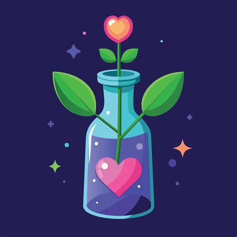 Premium Photo Vector Love Bottle With Plant In The Shape Of A Heart