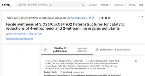 Facile Synthesis Of Sio2cuxotio2 Heterostructures For Catalytic