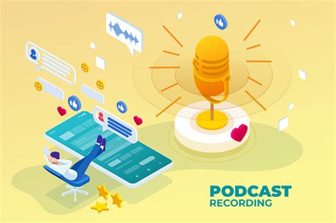 아이소메트릭 팟캐스트 녹음 및 디지털 음파 개념 음악 멜로디 디자인입니다 음파 오디오 음악 음성 메시지 또는 녹음 음성 인공