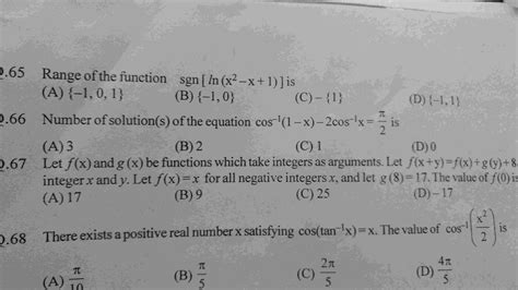 1 Range Of The Function Sgn[ln X² X 1 ] Is2 No Of Solution Of The Askiitians