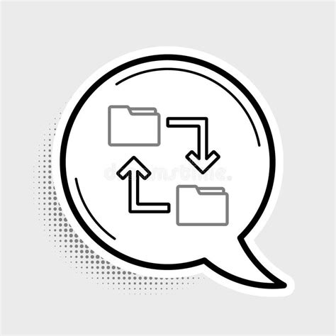 Line Cloud Storage Text Document Folder Icon Isolated On Grey