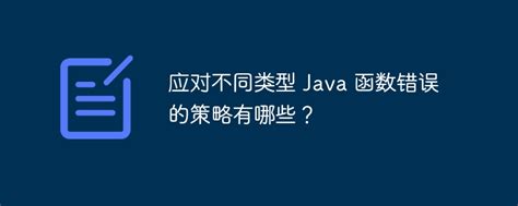 应对不同类型 Java 函数错误的策略有哪些？ 叮当号