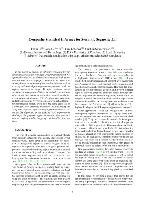Pdf Composite Statistical Inference For Semantic Segmentation