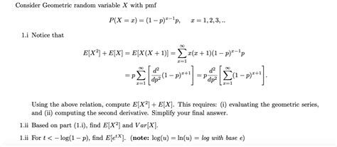 Solved Consider Geometric Random Variable X With Pmf P X Chegg