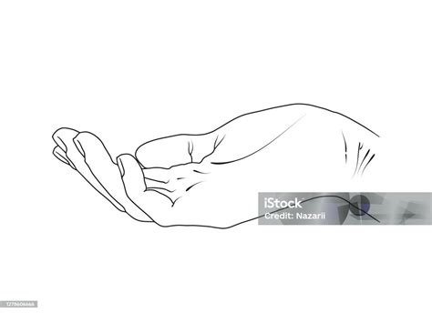인간의 손이 손바닥을 뻗어 격리된 벡터 스케치 이미지 손에 대한 스톡 벡터 아트 및 기타 이미지 손 스트레칭 개념