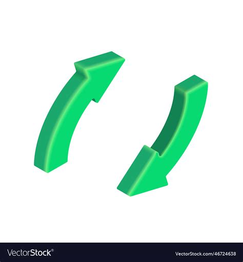 D Green Refresh Circle Arrows Isometric Vector Image
