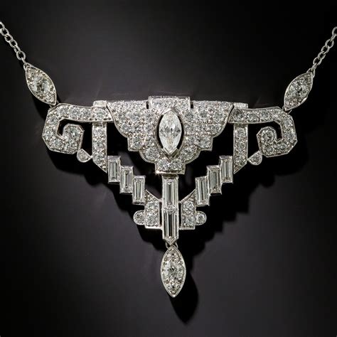 Art Deco Style Diamond Plaque Necklace