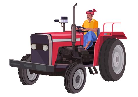 Farmer Riding A Tractor Agricultural Machinery Loop Animation On