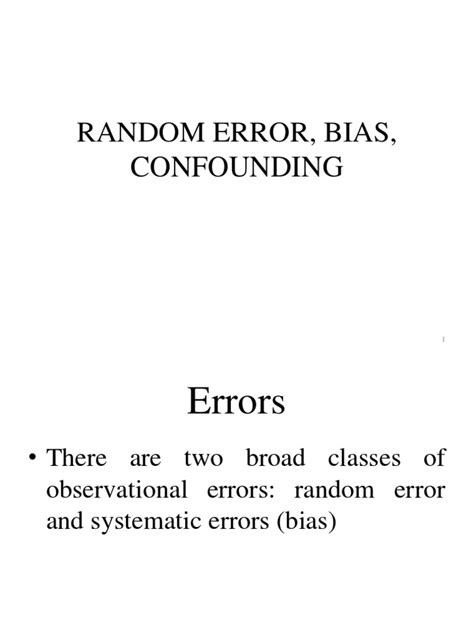 Random Error Bias Confounding Pdf Confounding Observational Error